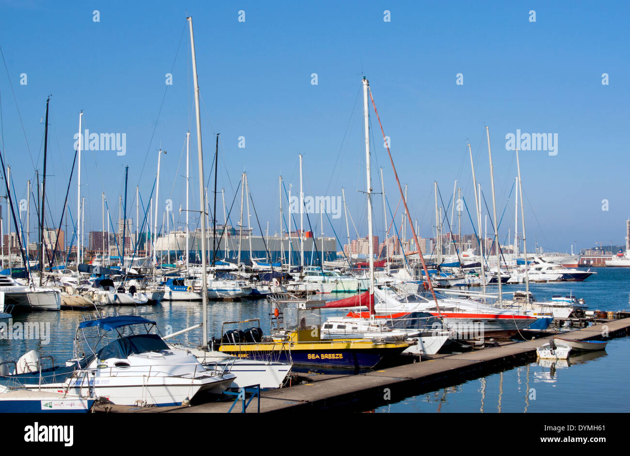 Durban, South Africa - April 21, 2014: Yachts moored at yacht mole ...