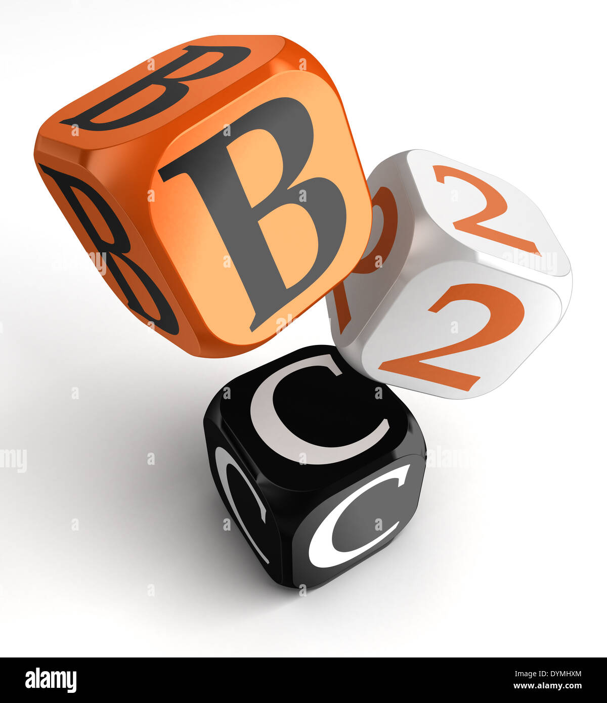 business to customer orange black dice blocks on white background ...