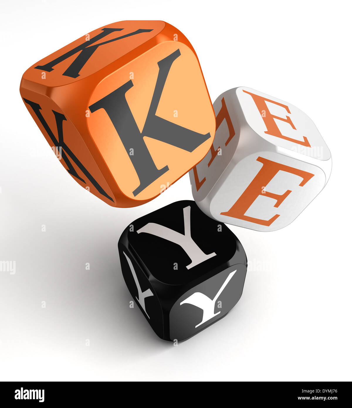 key orange black dice blocks on white background. clipping path ...