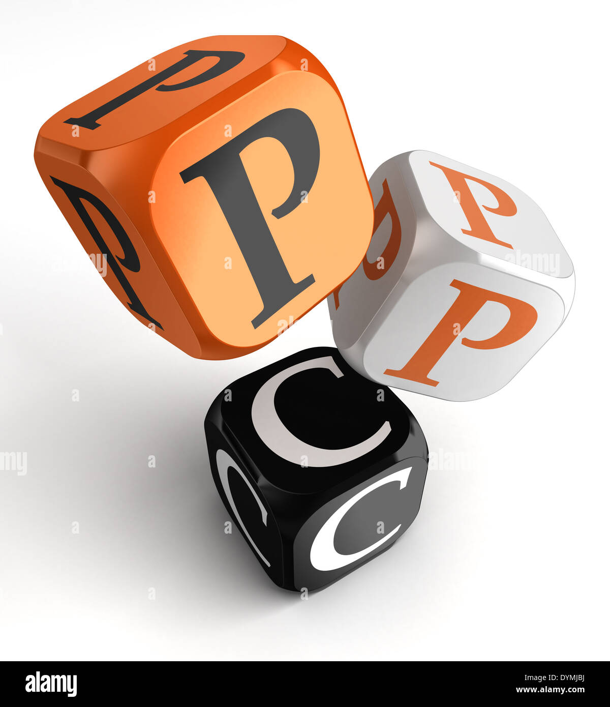 ppc for pay per click orange black dice blocks on white background ...