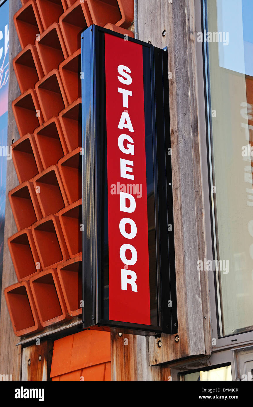 Stage door sign on the Garrick Theatre along Castle Dyke, Lichfield ...