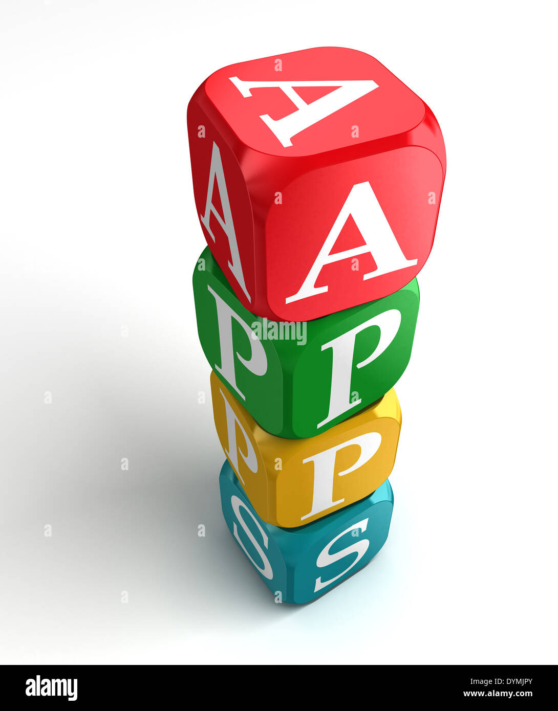 apps sign 3d colorful box tower on white background Stock Photo - Alamy