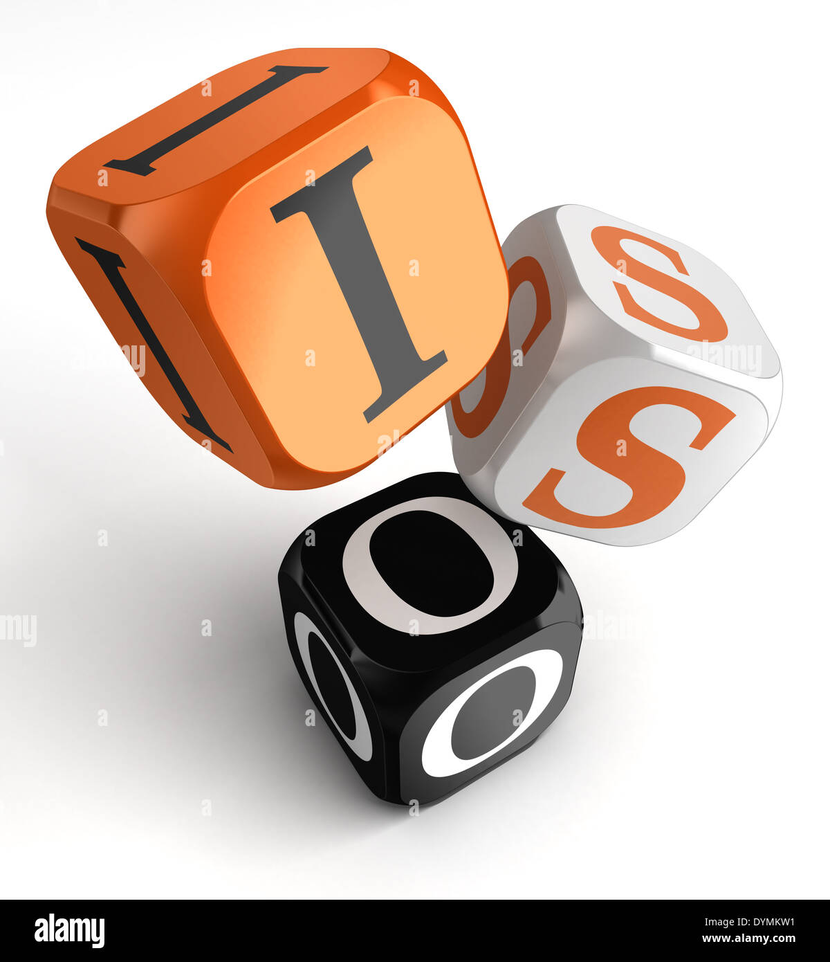 Iso orange black dice blocks on white background. clipping path ...