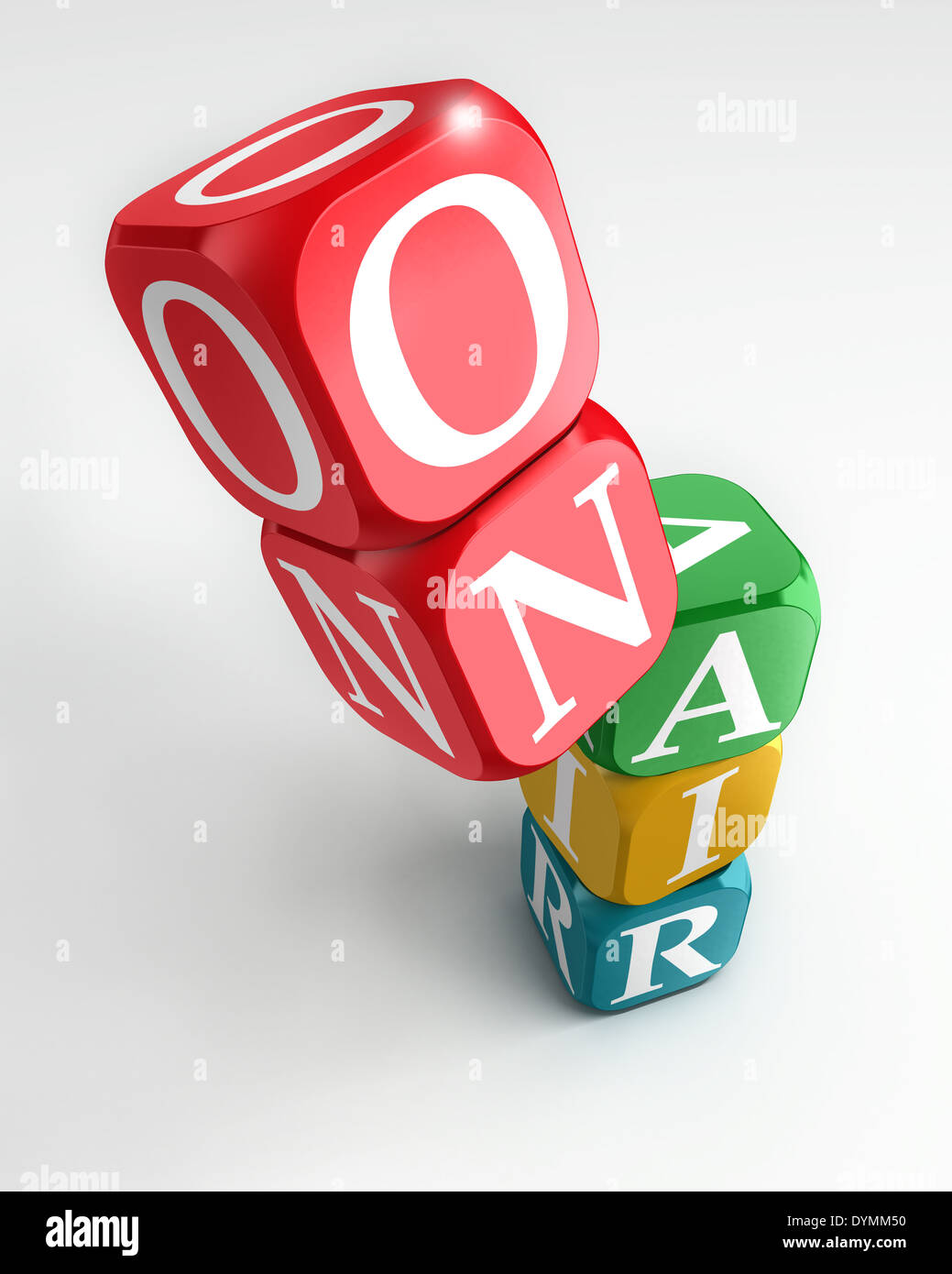 on air 3d colorful box tower on white background Stock Photo - Alamy