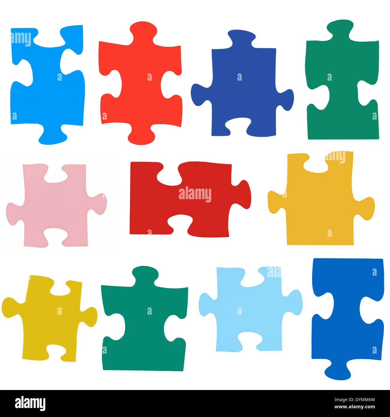 set of different colored puzzle pieces isolated on white background ...
