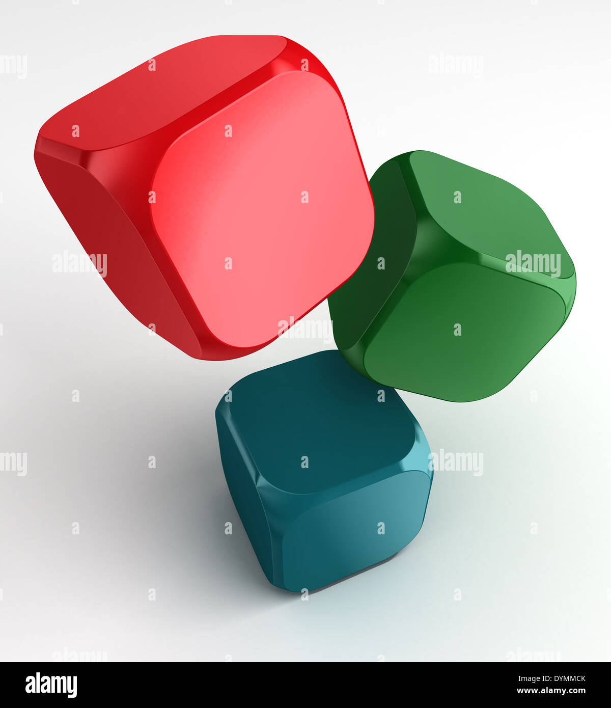 red green blue blank cube dice standing for rgb on white background ...