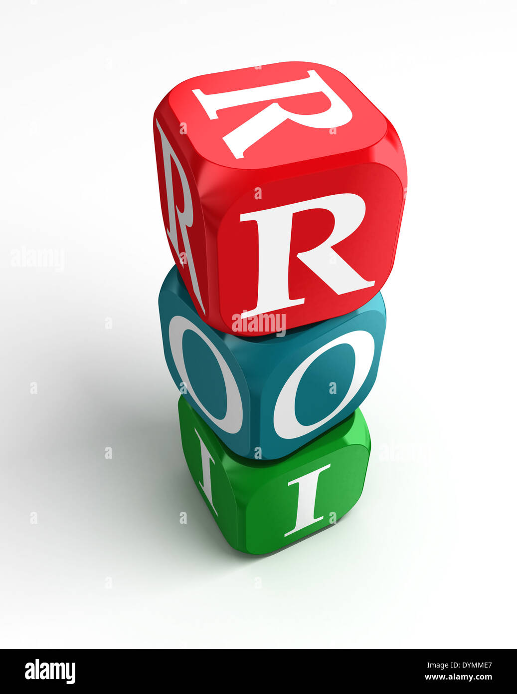 return on investment on red, green and blue dice. clipping path ...