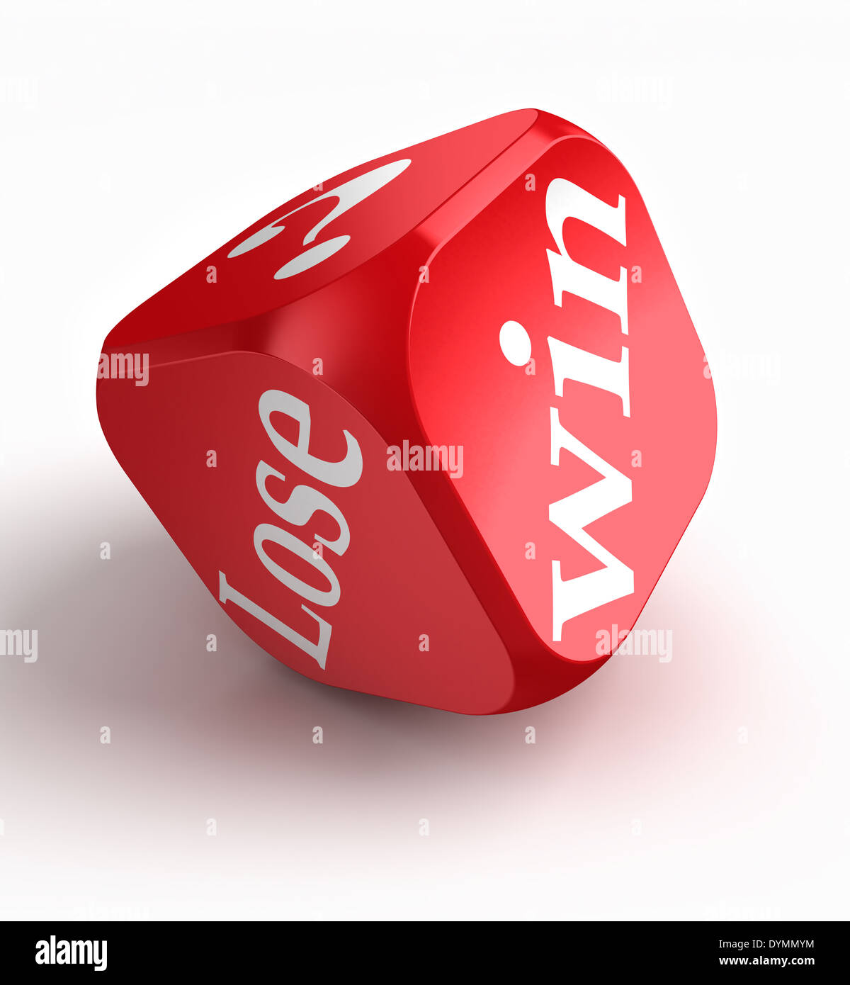 win lose question mark red dice on white background Stock Photo - Alamy