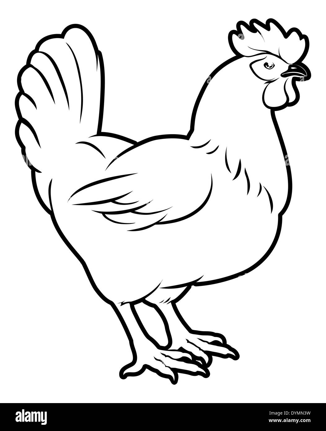 An illustration of a chicken, could be a food label or menu icon for ...