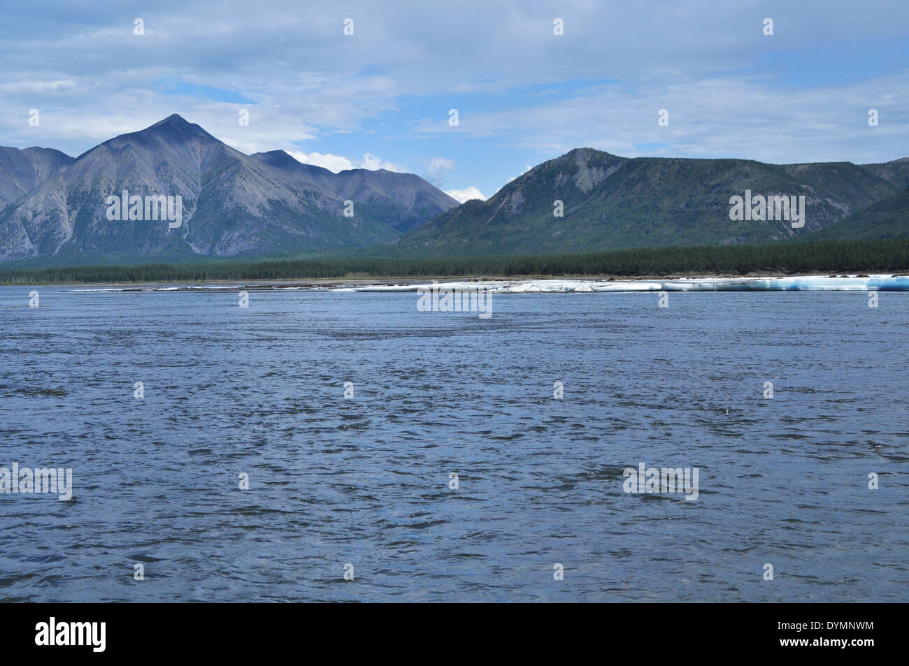 Mountain river Suntar. Landscape of the far corners of the earth in ...