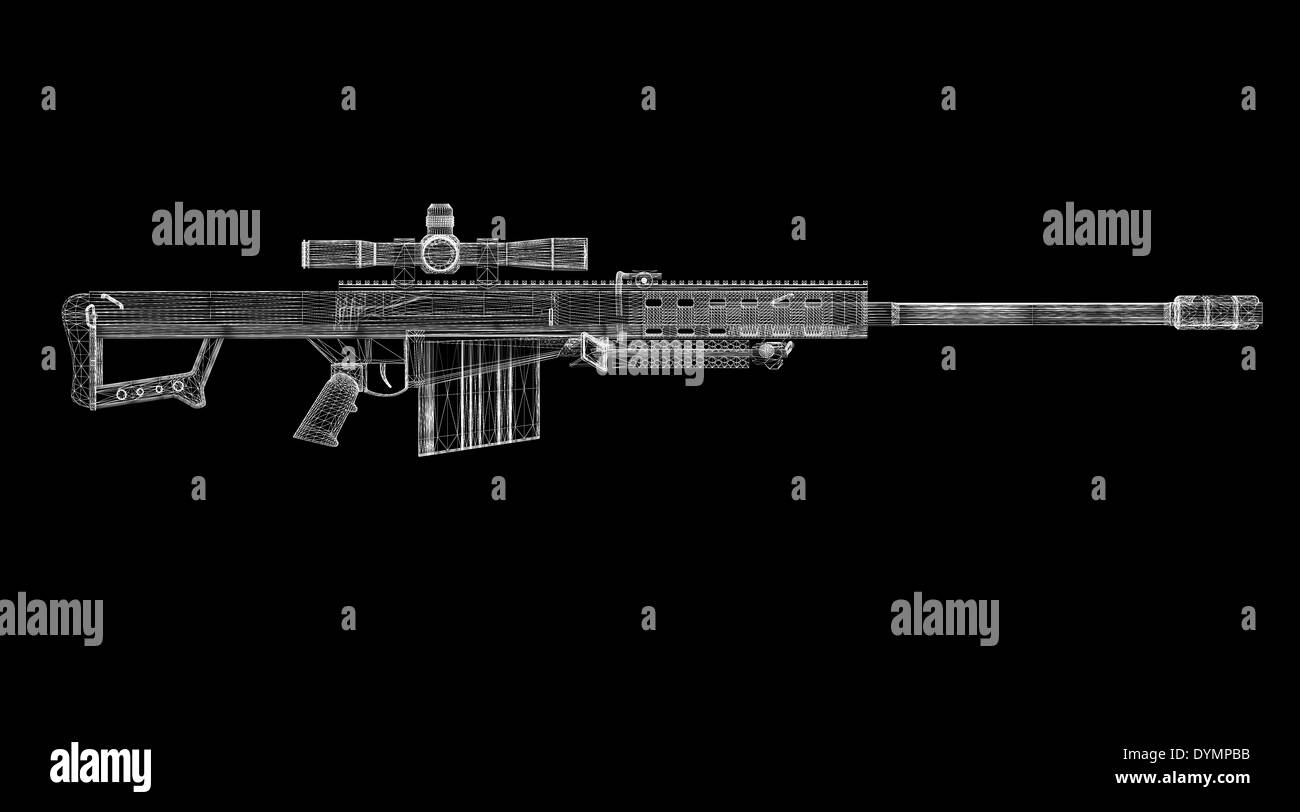 sniper rifle 3D model body structure, wire model Stock Photo - Alamy