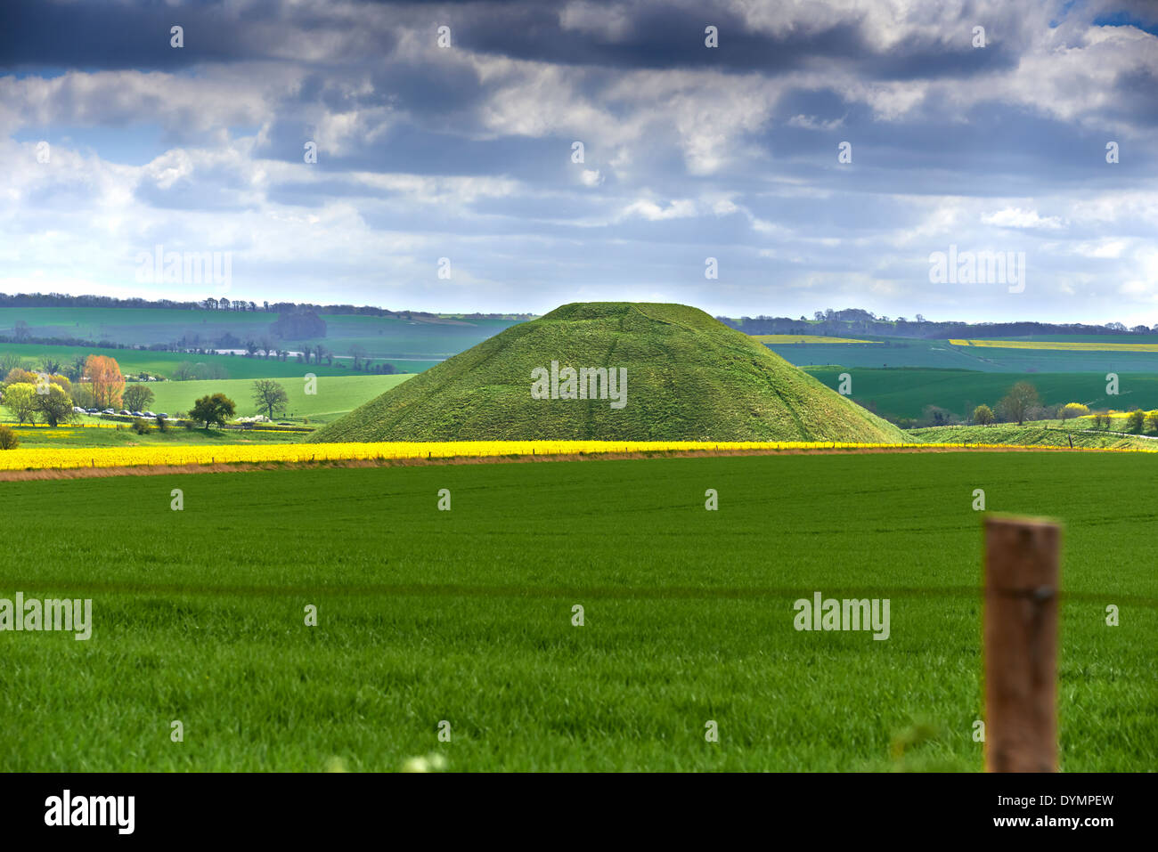 Silbury Hill is a prehistoric artificial chalk mound near Avebury in ...
