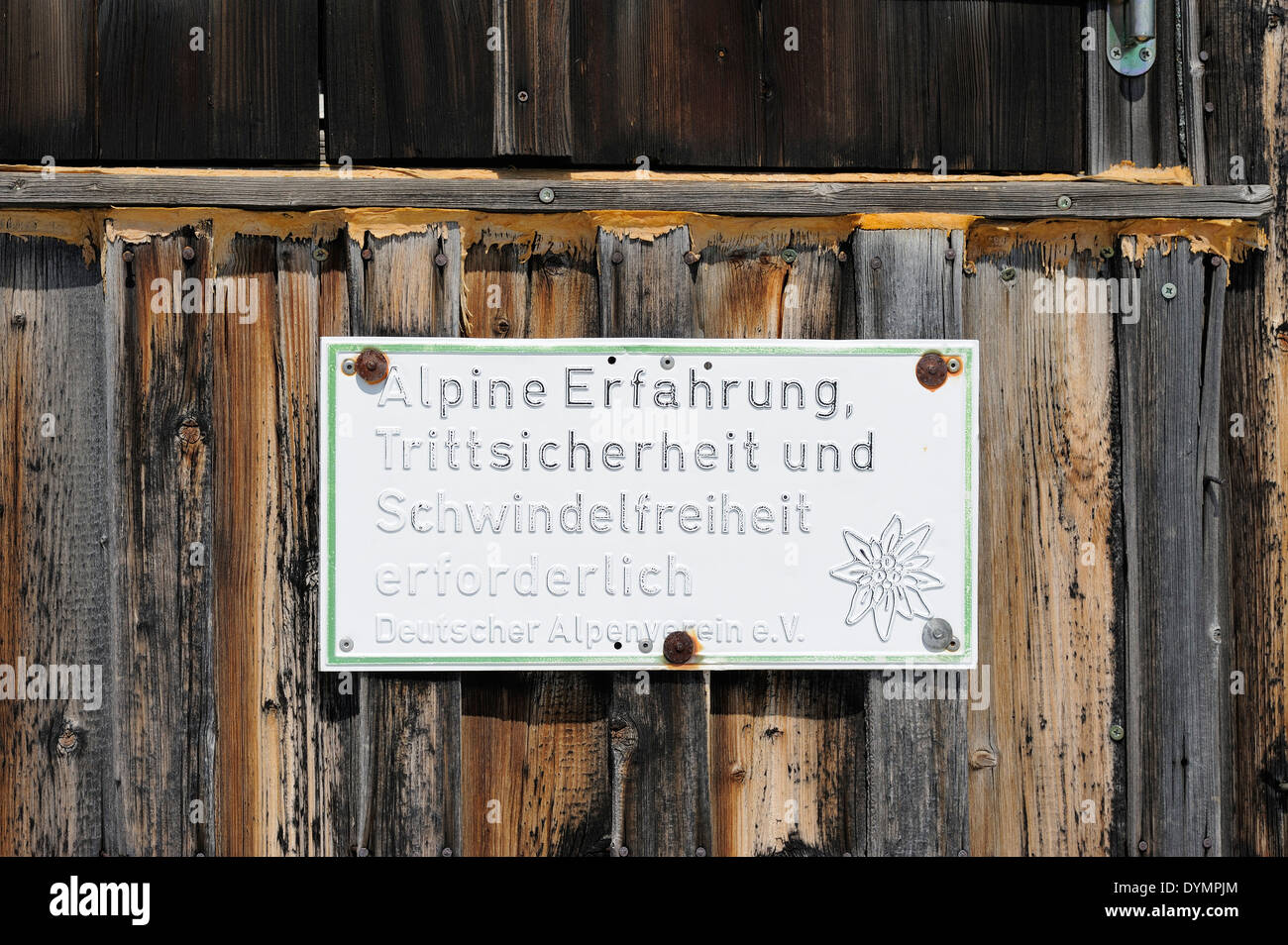 sign in German requesting alpine experience for this area Stock Photo ...