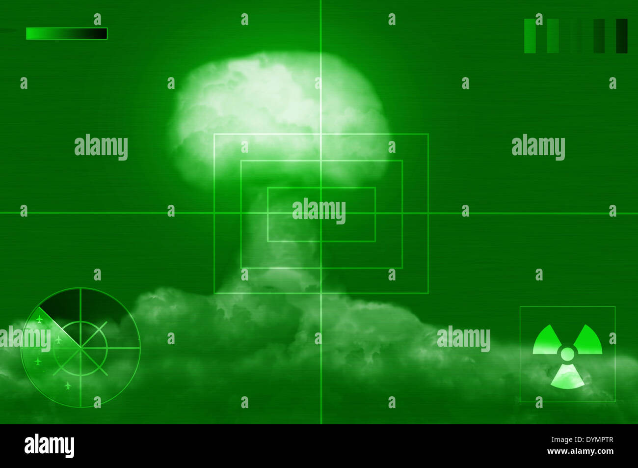 explosion of great nuclear bomb on screen of noctovisor Stock Photo - Alamy