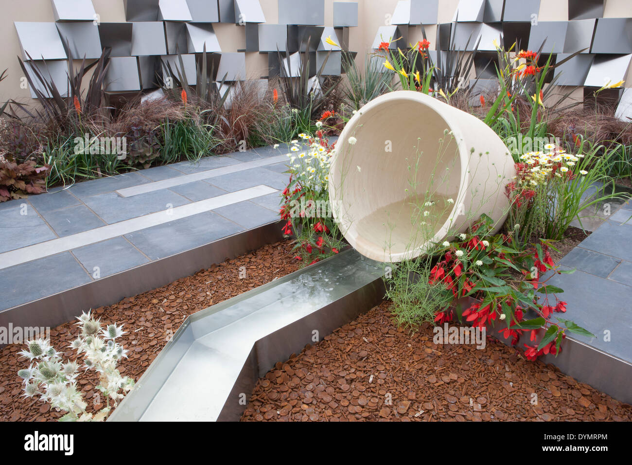 Modern contemporary Garden with garden rill water feature made from ...