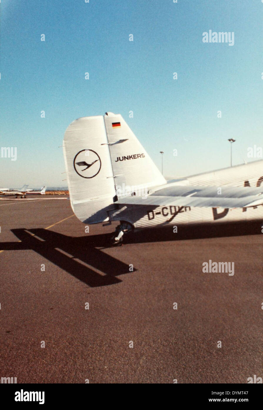 The Junkers Ju-52/3m, known for its distinctive tri-motor design, was ...