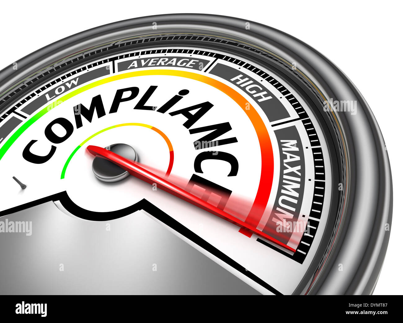 compliance conceptual meter indicate maximum, isolated on white ...