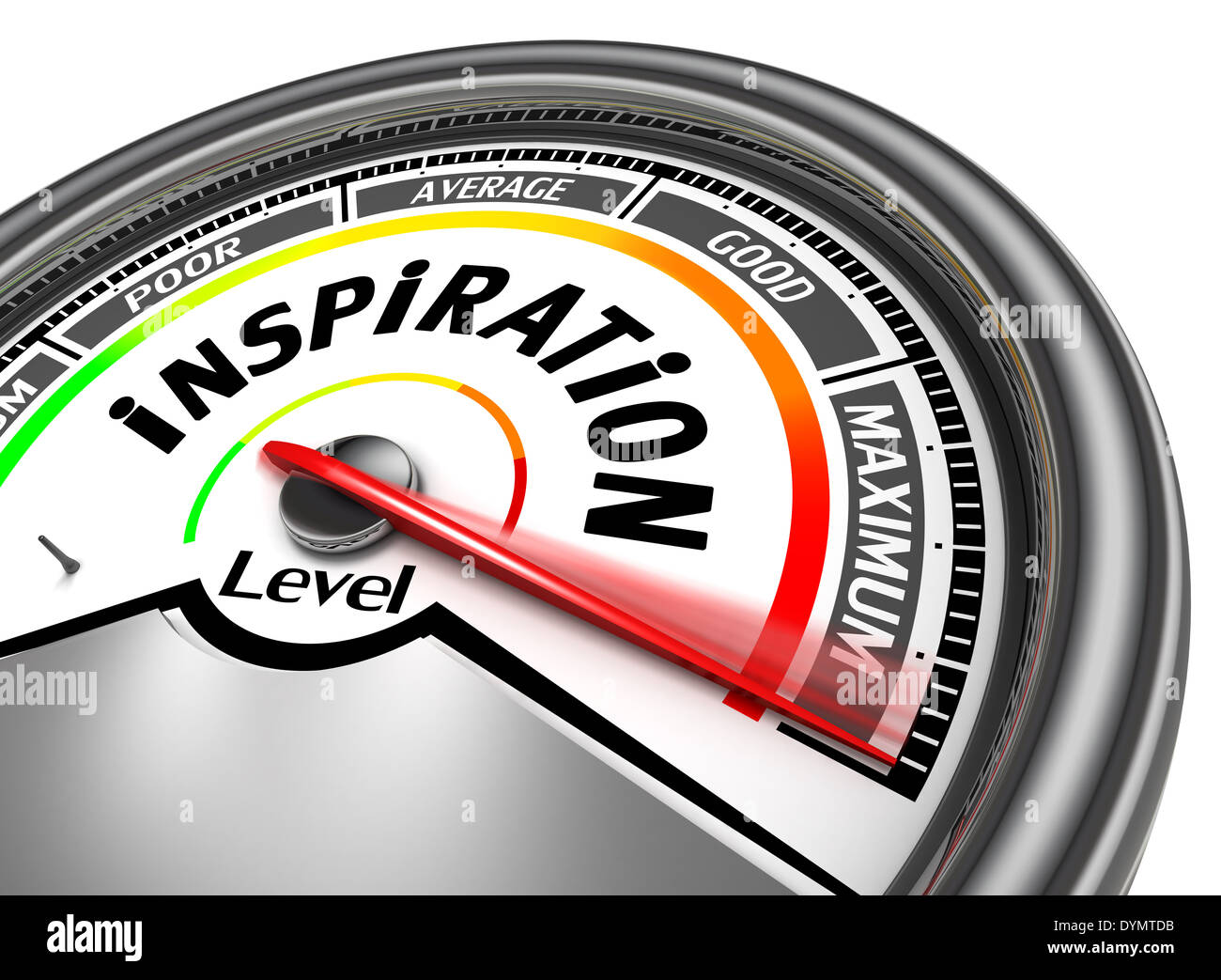inspiration conceptual meter indicate maximum, isolated on white ...