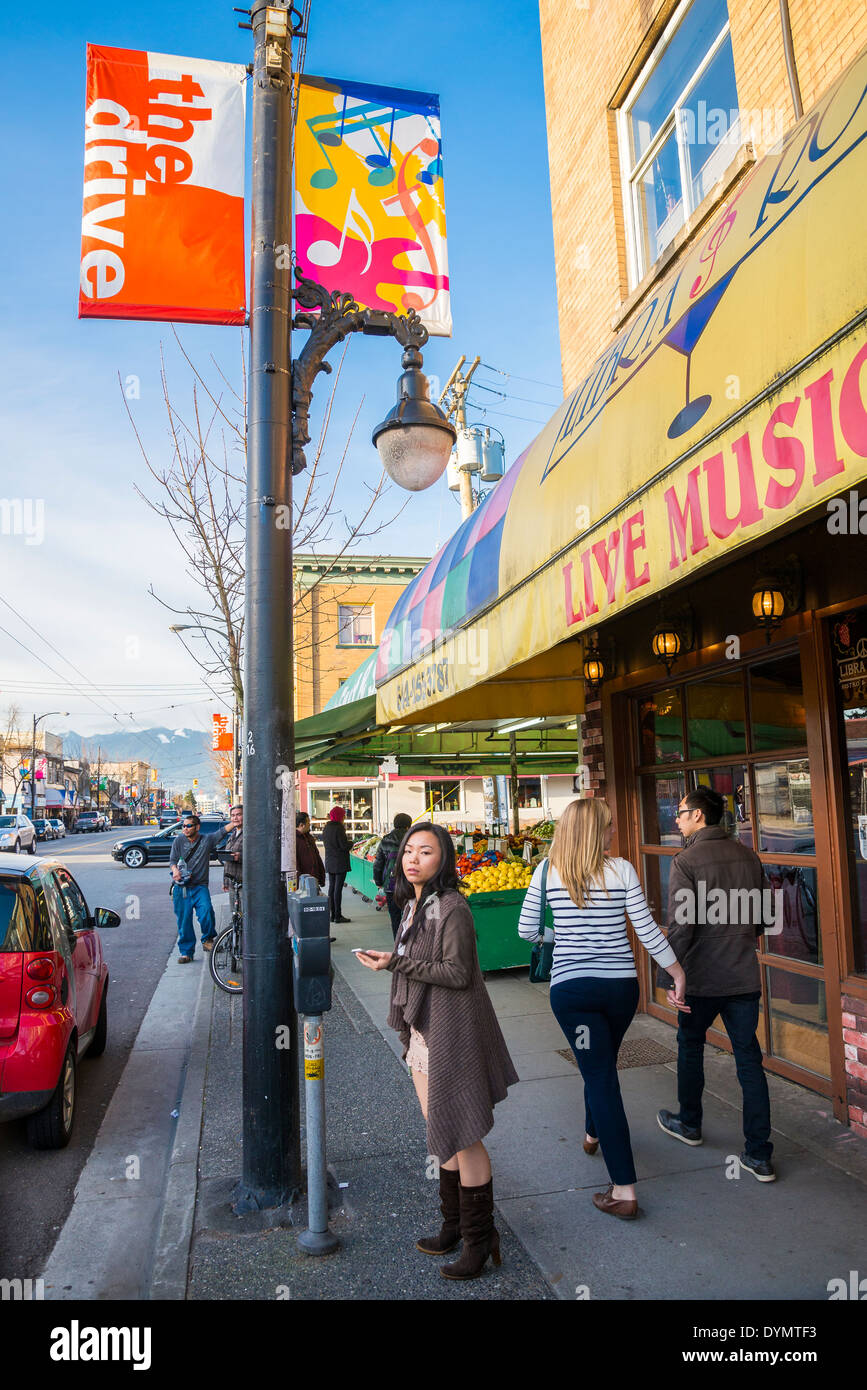 Bustling Commercial Drive neighbourhood, Vancouver, British Columbia ...