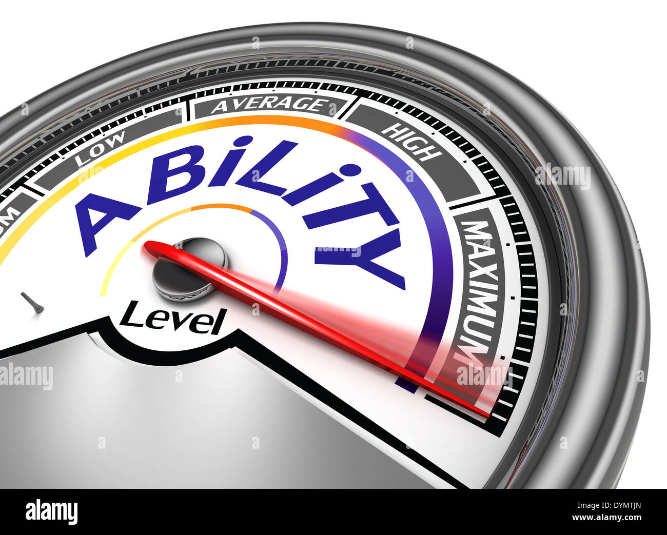ability level conceptual meter indicate maximum, isolated on white ...