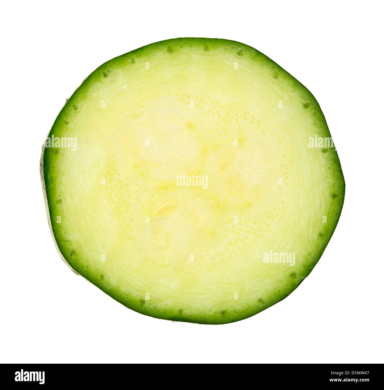 A single slice of fresh summer squash on a white background Stock Photo ...