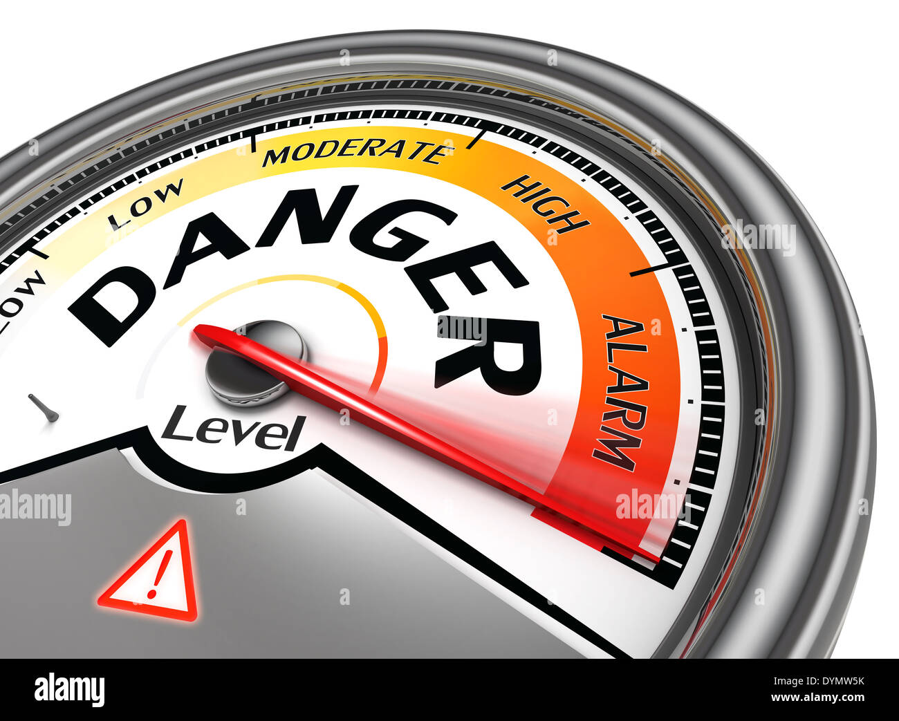 danger level conceptual meter indicate hundred per cent, isolated on ...
