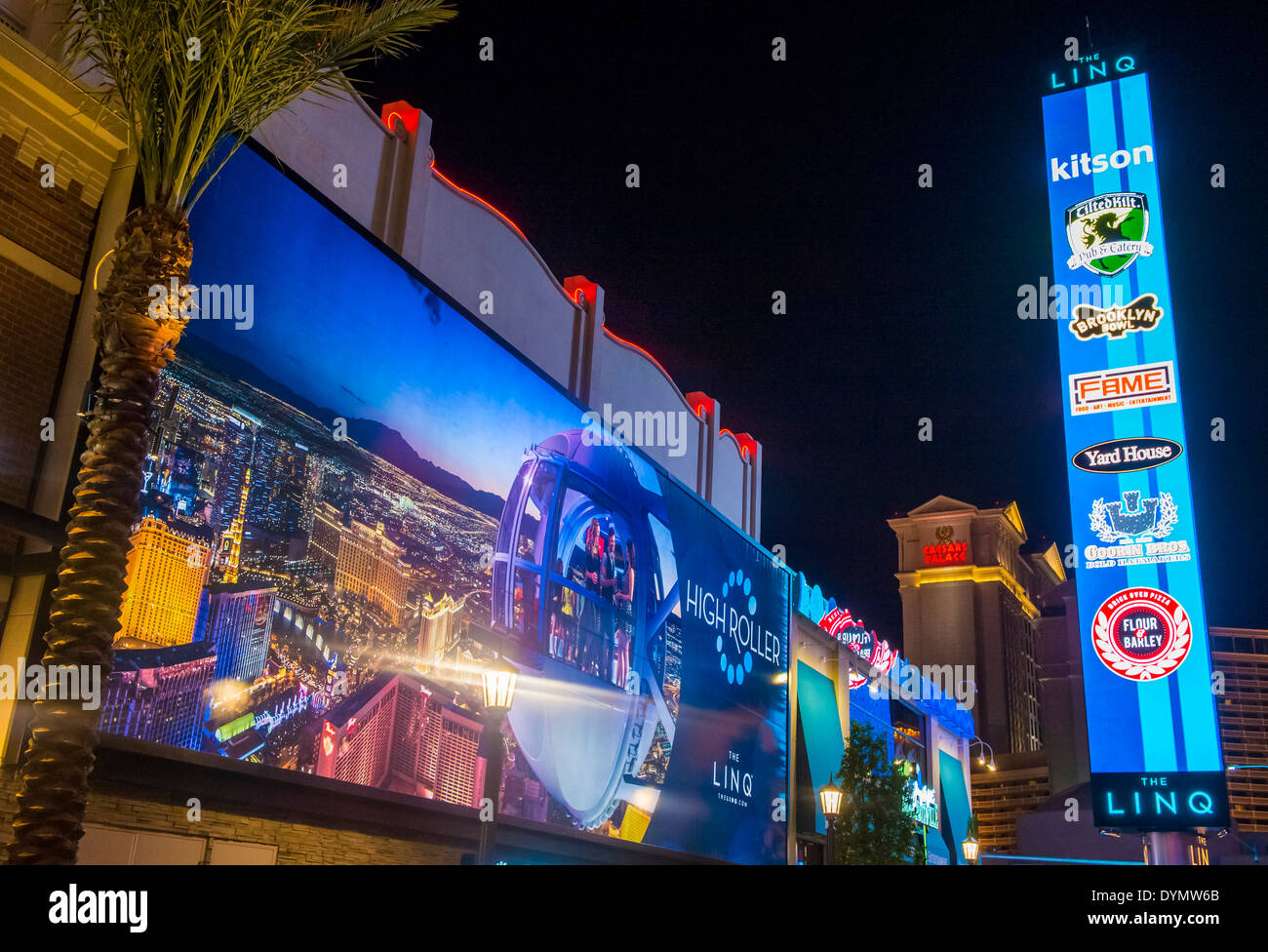 The Linq, a dining and shopping district and High Roller at the center ...