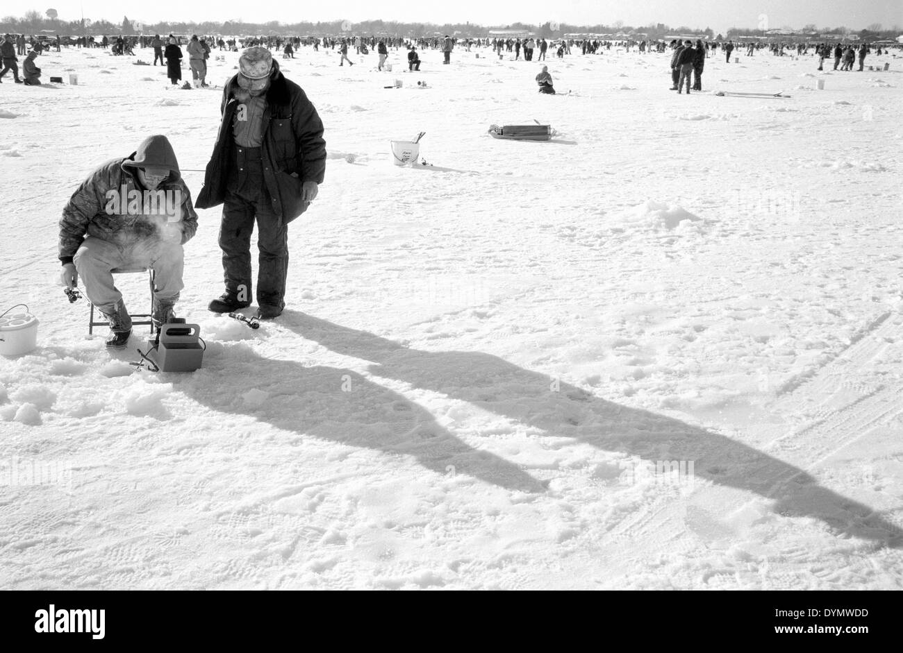 Ice fisherman in fishing contest on Forest Lake, MN Stock Photo - Alamy