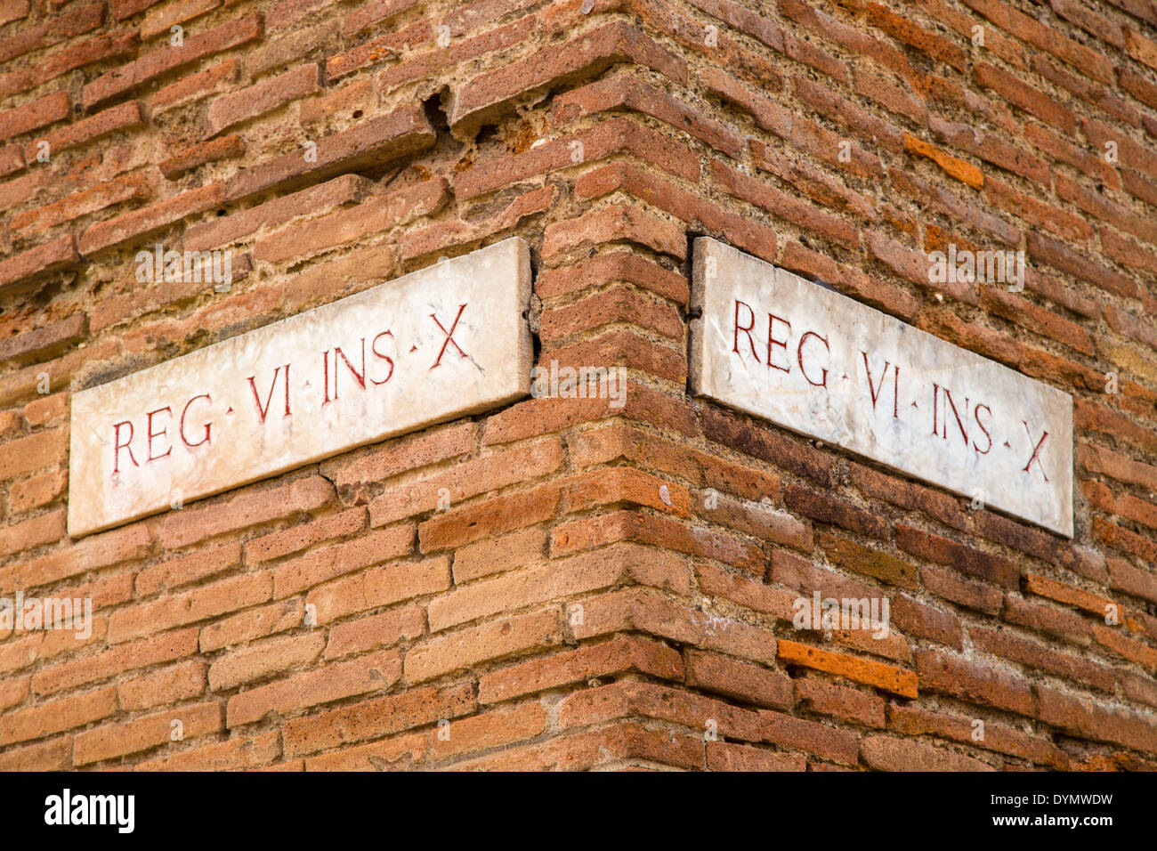 Road signs in the ruins of the Roman city of Pompeii, Italy Stock Photo ...