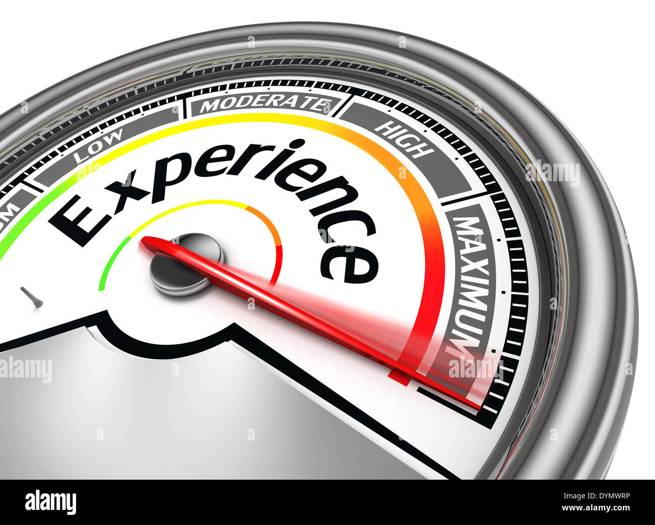 experience conceptual meter indicate maximum, isolated on white ...