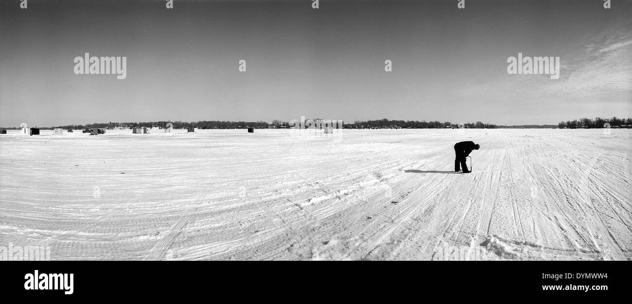 Ice Fishing Contest on Forest Lake, Minnesota Stock Photo - Alamy
