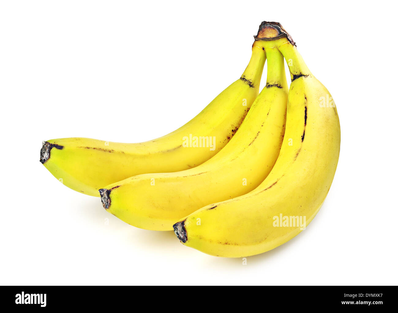 Three banana on white background Stock Photo - Alamy