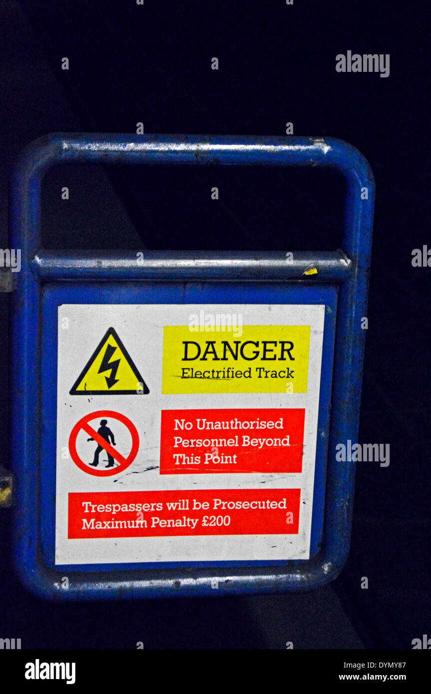Danger sign at Bank Docklands Light Railway (DLR) Station platform ...