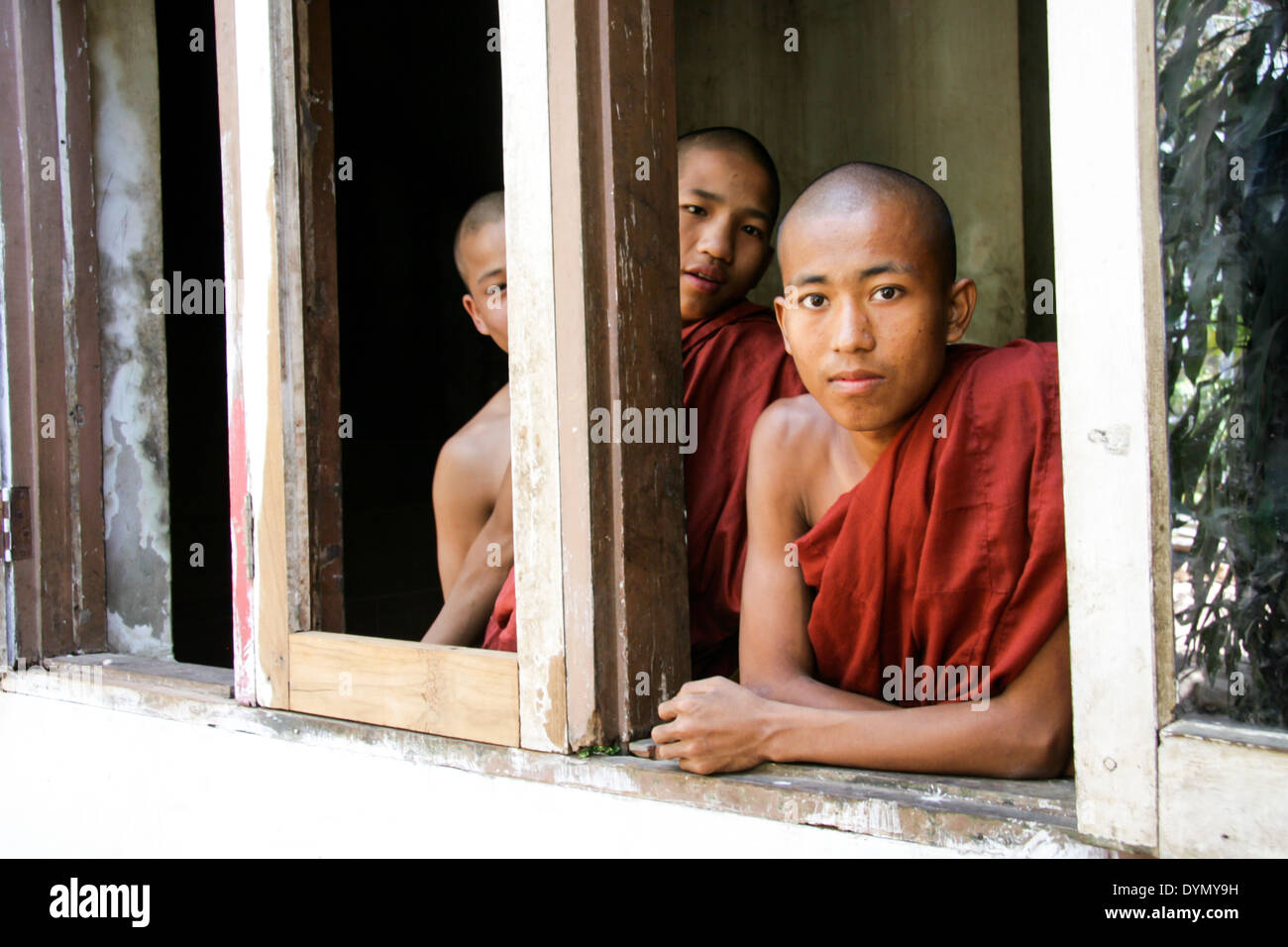 Monks in a monastery Myanmar Burma Yangon Stock Photo - Alamy