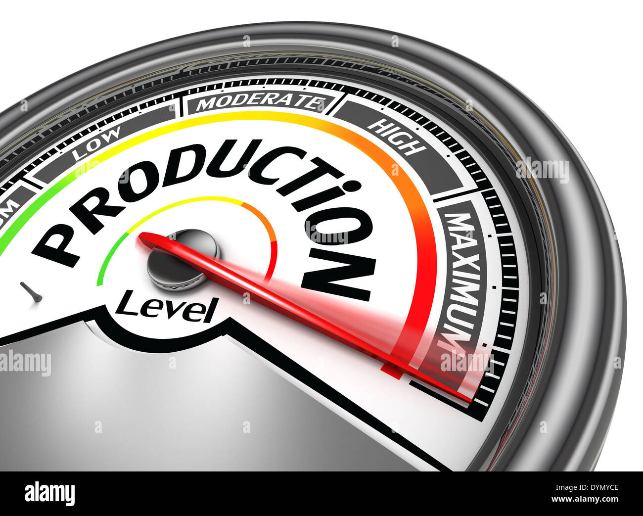 production conceptual meter indicate maximum, isolated on white ...