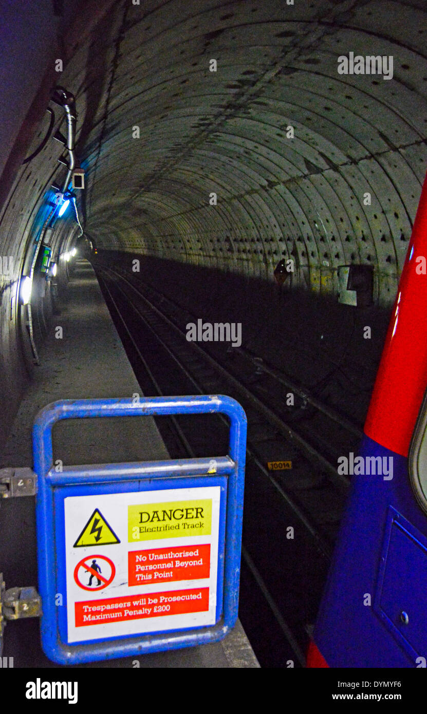 Danger sign at Bank Docklands Light Railway (DLR) Station platform ...