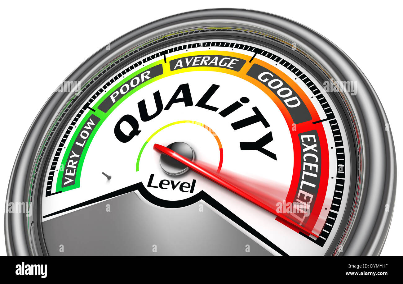 quality level meter indicate maximum, isolated on white background ...