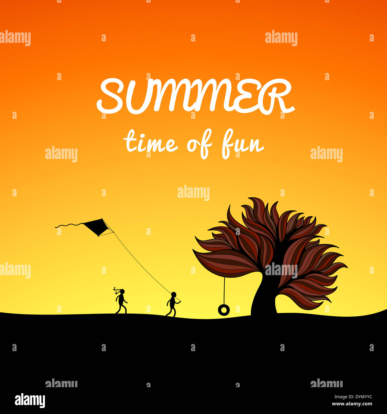 Poster summer landscape style, fun theme Stock Photo - Alamy