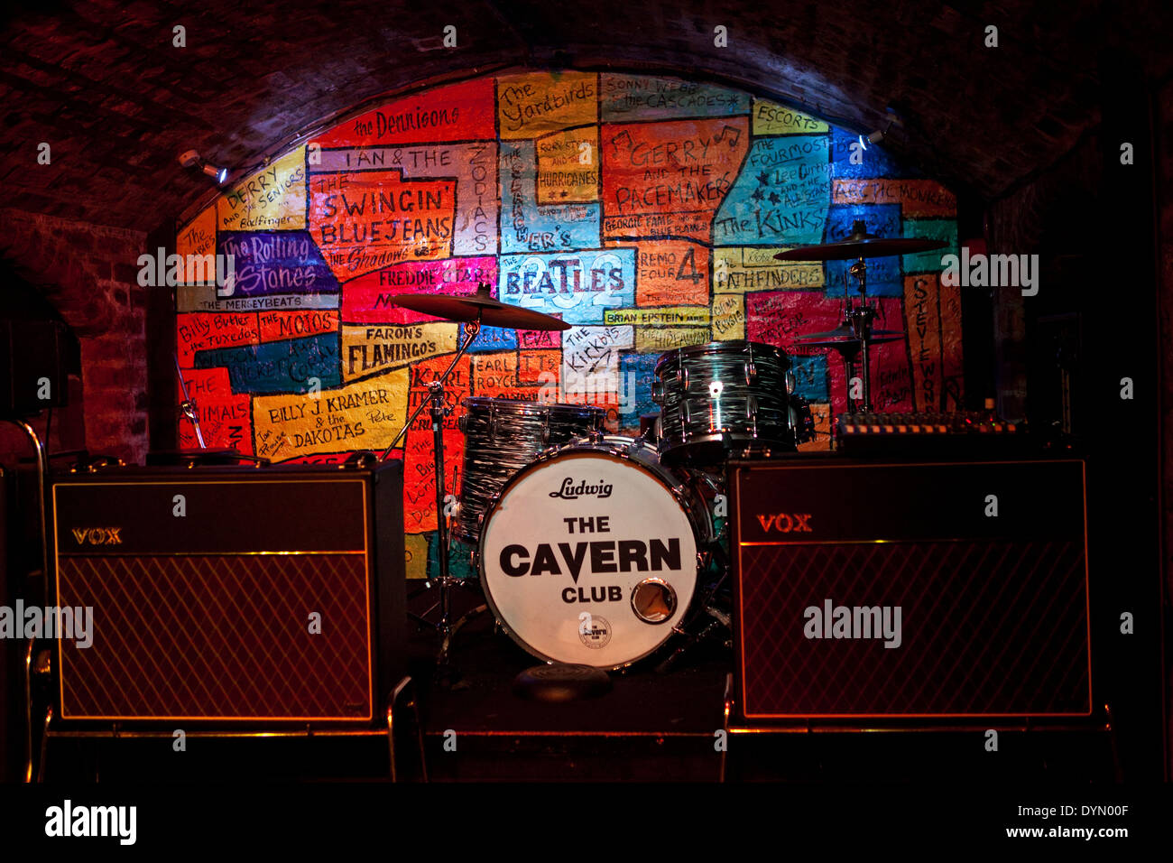 The stage inside the historic Cavern Club in Liverpool Stock Photo - Alamy
