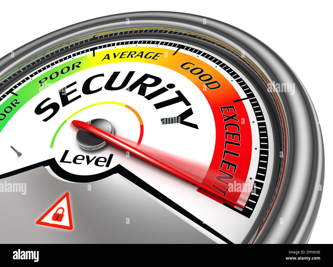 security level conceptual meter isolated on white background Stock ...