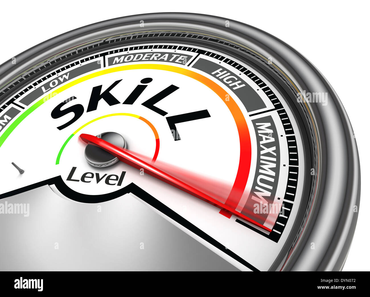 skill level conceptual meter indicate maximum, isolated on white ...