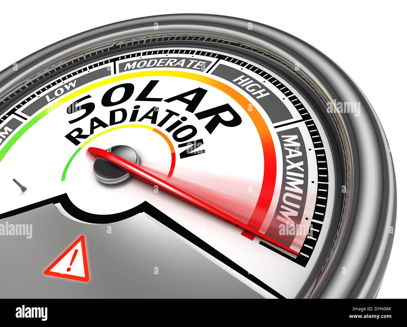 solar radiation level conceptual meter indicate maximum, isolated on ...