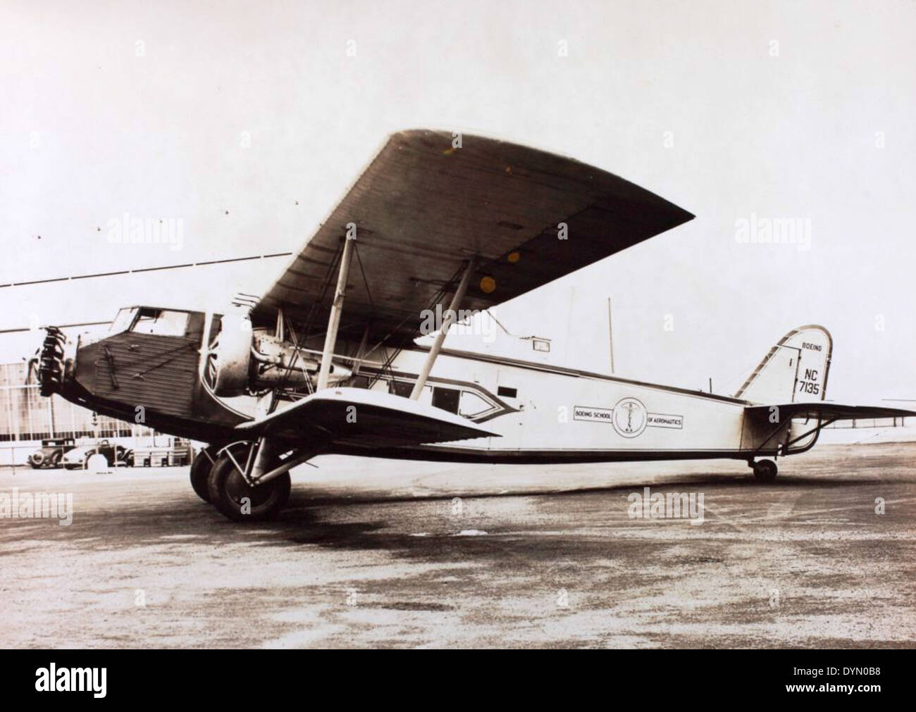This image features the Boeing 80, an early air mail aircraft, flown by ...