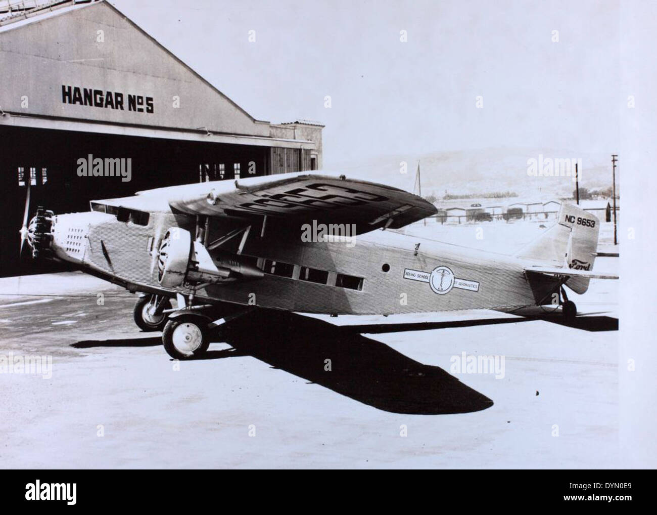 This photo features the Ford Trimotor aircraft NC9653, operated by ...