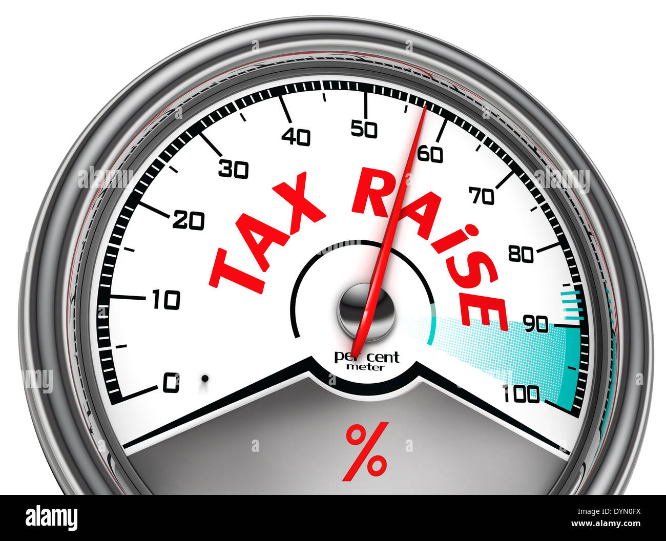 tax raise conceptual meter isolated on white background Stock Photo - Alamy