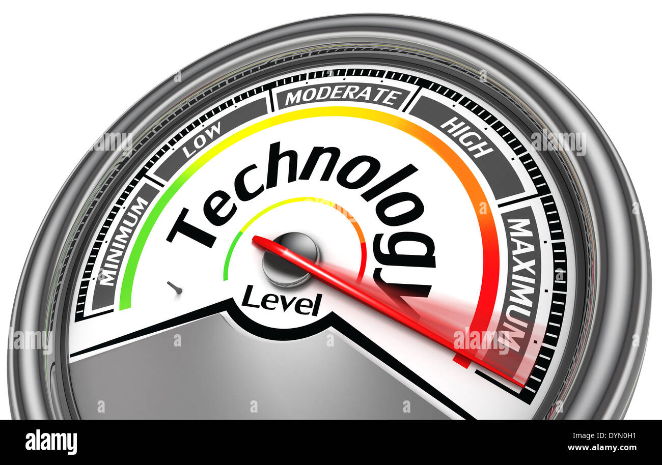 technology level meter indicate maximum, isolated on white background ...