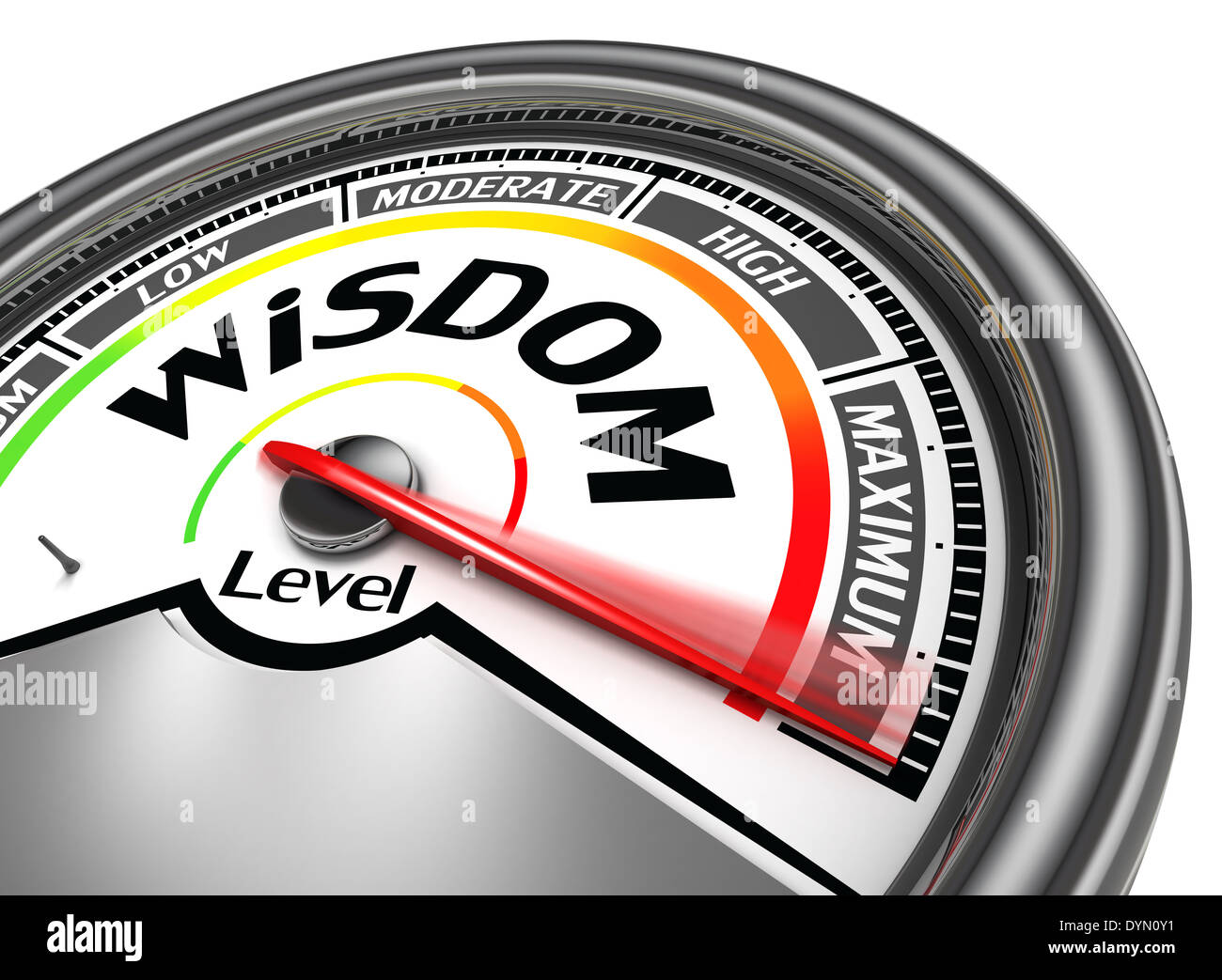 wisdom level conceptual meter, isolated on white background Stock Photo ...