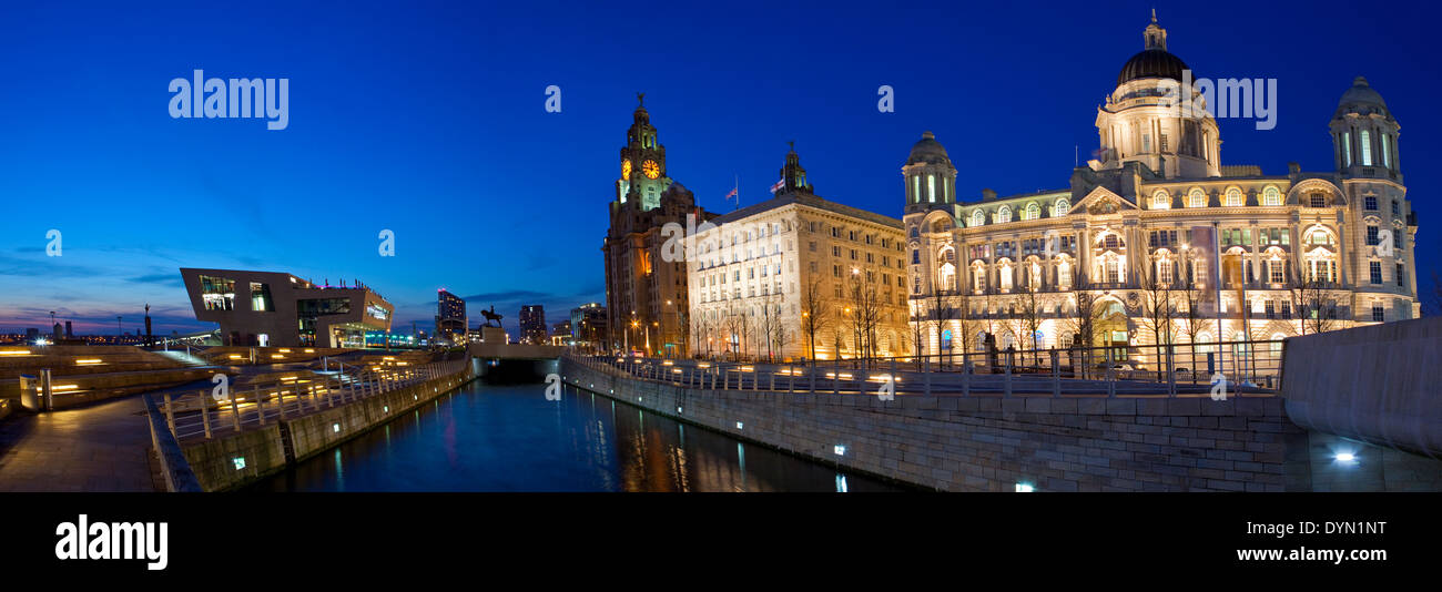 Panoramic view of Liverpool taking in sights including the Royal Liver ...