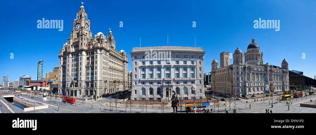 A panoramic view of the Three Graces in Liverpool: The Royal Liver ...