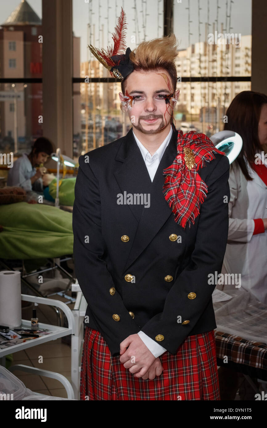 The boy shows a make-up: "Scottish Boy" at make-up show Stock Photo - Alamy